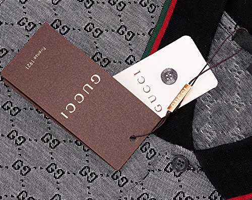 Gucci Polo Shirt, Mens Gray Short Sleeve Polo T- Shirt GG Print (L)