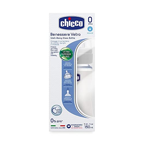 Chicco Baby Bottle and Glass Wellbeing Silicon Unisex 150ml + 0Mesi