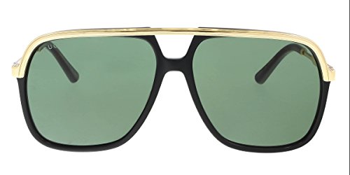 Gucci GG0200S 001 Black/Gold GG0200S Square Pilot Sunglasses Lens Category 3