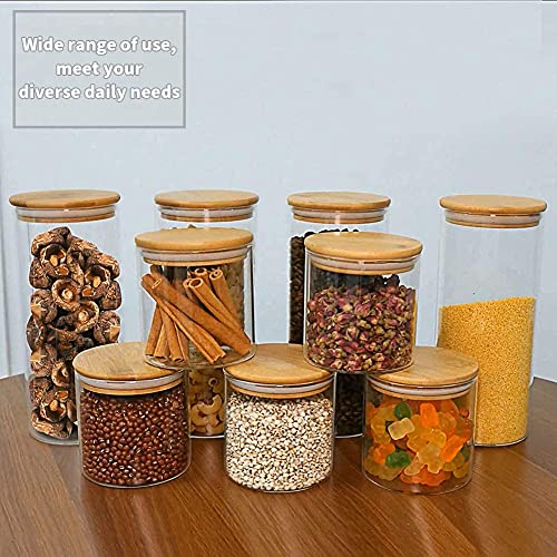 Glass Coffee Bean Container, 20 FL OZ (600 ML), [Thickened Version] Glass Food Storage Jar with Airtight Seal Bamboo Lid - Clear Food Storage Canister for Serving Tea, Coffee, Spice and More (600, Cylinder, 1, H-803)