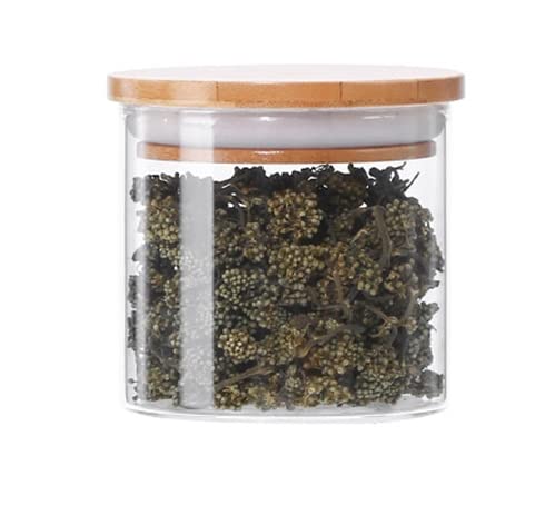 Glass Coffee Bean Container, 20 FL OZ (600 ML), [Thickened Version] Glass Food Storage Jar with Airtight Seal Bamboo Lid - Clear Food Storage Canister for Serving Tea, Coffee, Spice and More (600, Cylinder, 1, H-803)