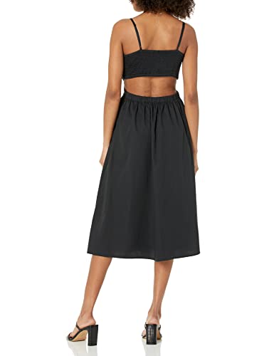 The Drop Women's Makenna Strappy Cross Front Smocked Back Midi Dress, Black, M
