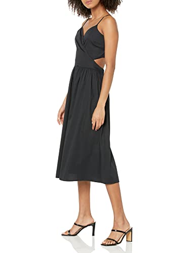 The Drop Women's Makenna Strappy Cross Front Smocked Back Midi Dress, Black, M
