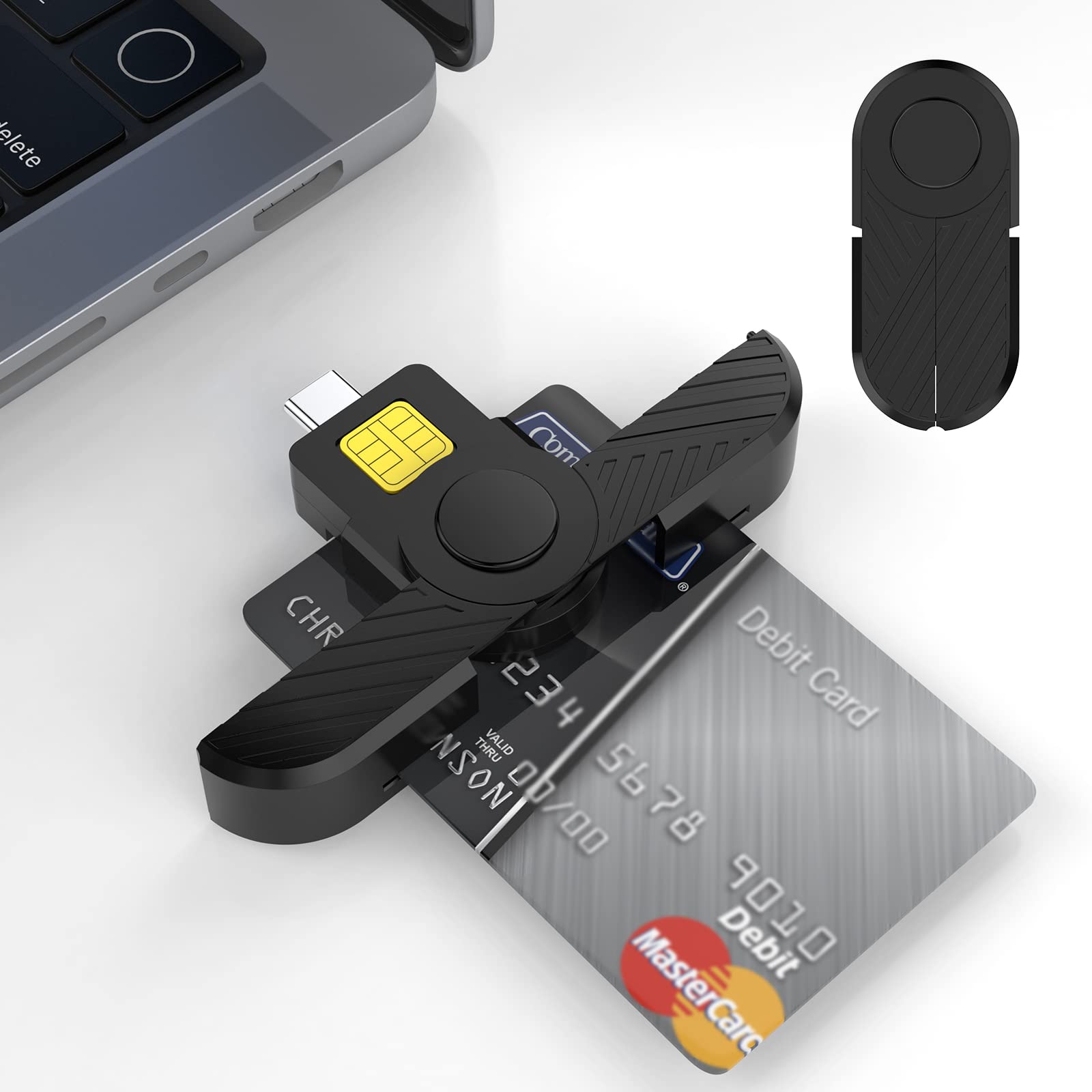 USB C DOD Military Type C Common Access CAC Smart Card Reader and ID CAC Card Reader,Compatible with Mac Os, Windows,Linux-Mini Foldable