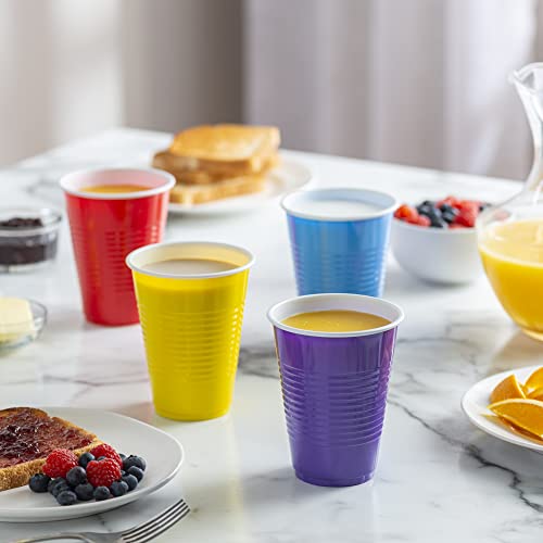 Comfy Package [240 Count 16 oz. Disposable Party Plastic Cups - Assorted Colors Drinking Cups