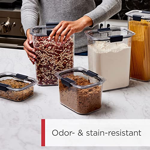 Rubbermaid 31-Piece Brilliance Food Storage Containers for Pantry with Lids for Flour, Sugar, and Pasta, Dishwasher Safe, Clear/Grey