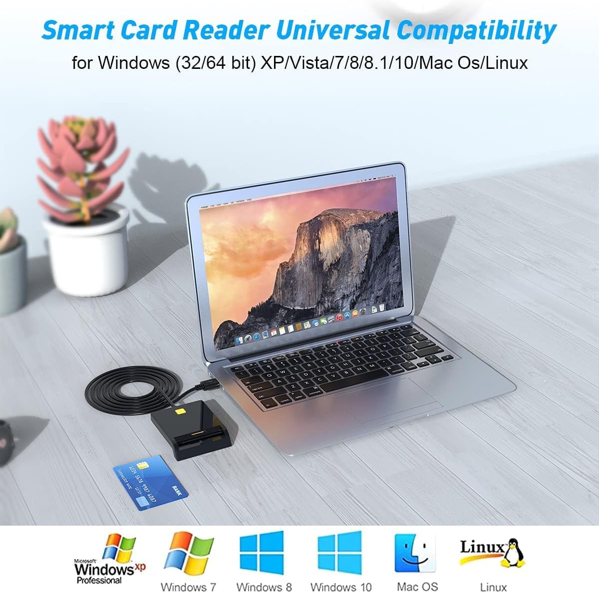 CAC Reader DOD Military USB Common Access, USB Type A DOD Military USB Common Access CAC Smart Card Reader and ID CAC Card Reader,Compatible with Mac Os, Windows,Linux
