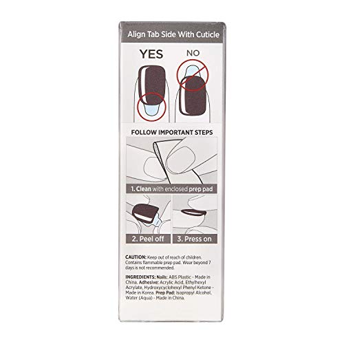 KISS imPRESS No Glue Mani Press On Nails, Color, 'Try Gray', Gray, Short Size, Squoval Shape, Includes 30 Nails, Prep Pad, Instructions Sheet, 1 Manicure Stick, 1 Mini File