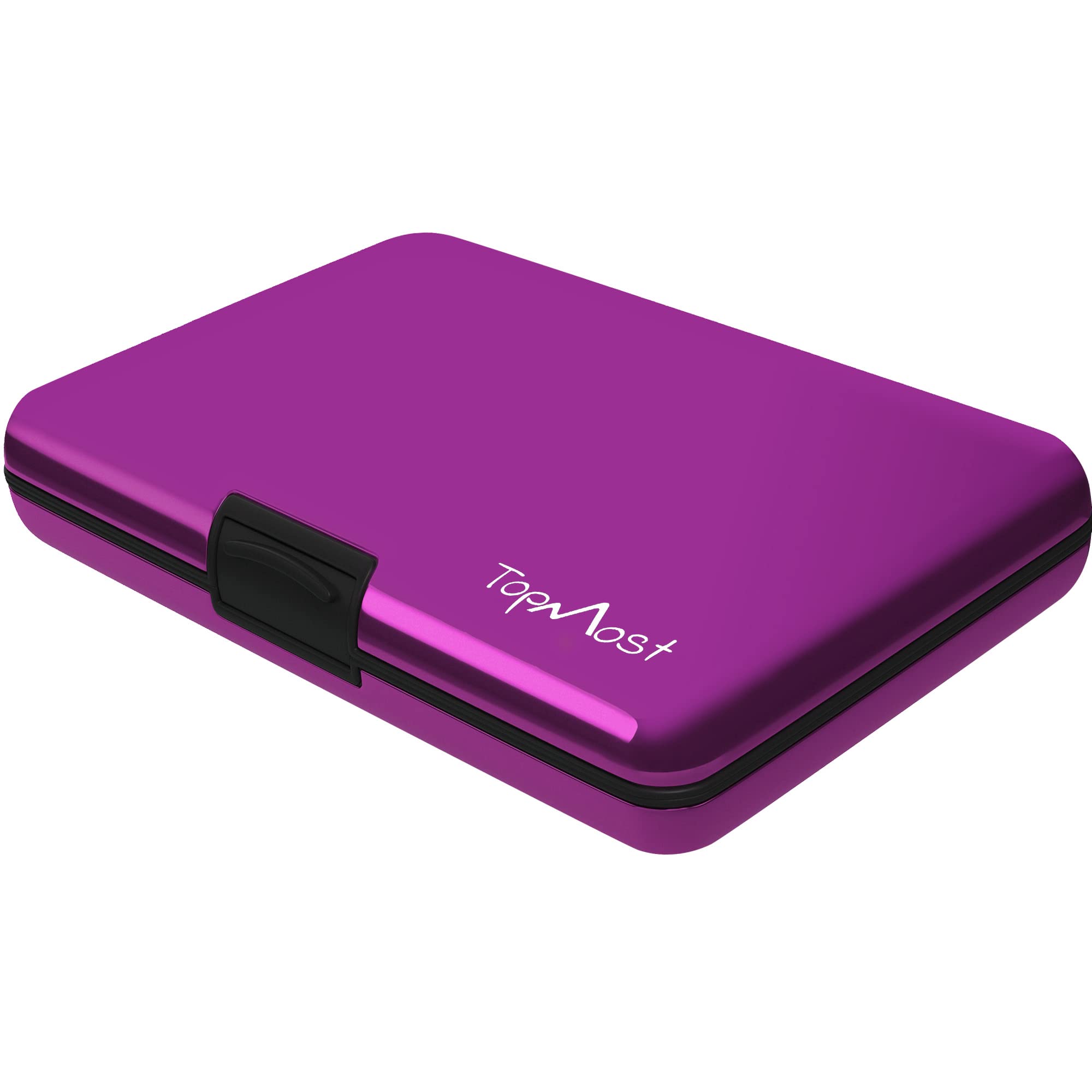 TopMost Aluminum Wallet, Card Case Wallet, Metal RFID Credit Card Holder for Men & Women, 6 Cotton Slots for 12 Cards And Bills, Rfd Protective (Purple)