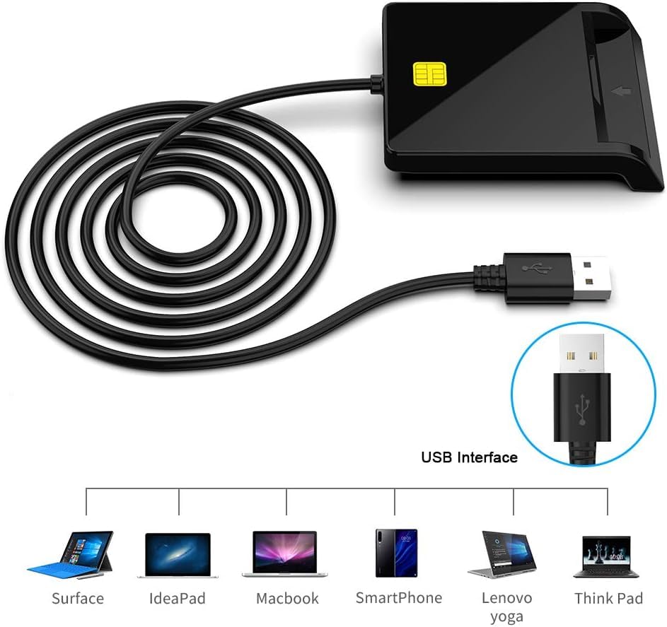 CAC Reader DOD Military USB Common Access, USB Type A DOD Military USB Common Access CAC Smart Card Reader and ID CAC Card Reader,Compatible with Mac Os, Windows,Linux