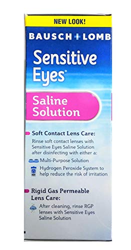 Contact Lens Solution by Bausch & Lomb, Sensitive Eyes Solution for Soft Contact & Gas Permeable Lenses, Saline Solution with Potassium, 12 Fl Oz (Pack of 2)