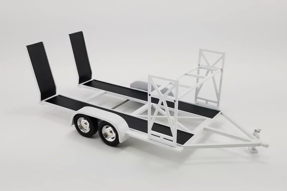 ModelToyCars Tandem Car Trailer with Tire Rack, White - Acme 18984-1/18 Scale Diecast Accessory