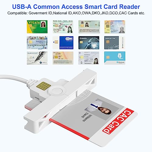CAC EMV Chip Reader Writer, USB DOD Military USB Common Access CAC Smart Card Reader and PIV/ID CAC Card Reader, Credit Card Chip Reader Compatible with Windows 7/8/10/11, Mac OS 10.11 and Linux9