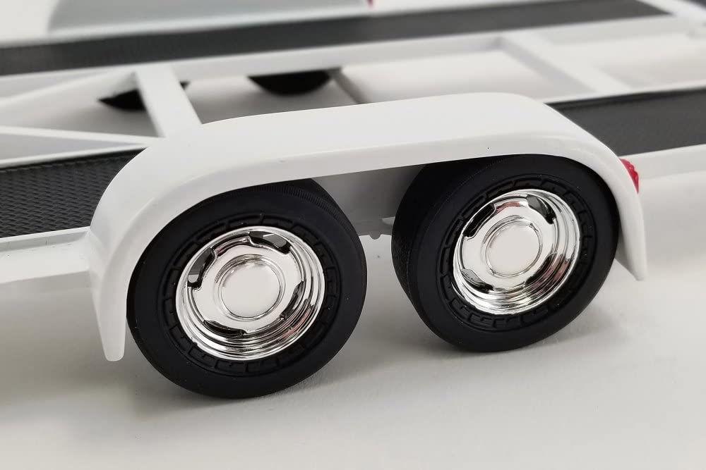 ModelToyCars Tandem Car Trailer with Tire Rack, White - Acme 18984-1/18 Scale Diecast Accessory