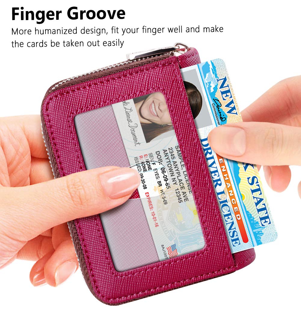 FurArt Credit Card Wallet, Zipper Card Cases Holder for Men Women, RFID Blocking, KeyChain Wallet, Compact Size