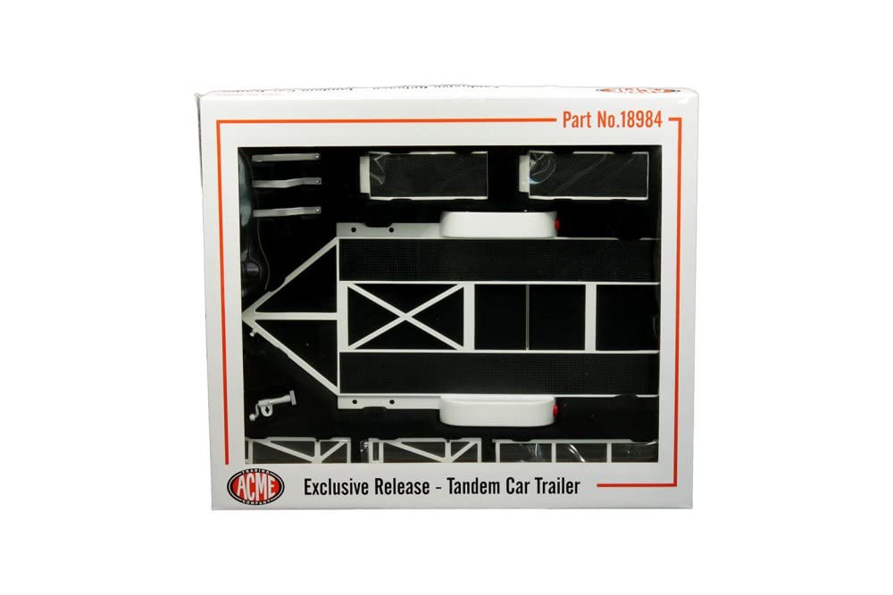 ModelToyCars Tandem Car Trailer with Tire Rack, White - Acme 18984-1/18 Scale Diecast Accessory