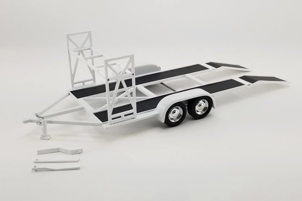 ModelToyCars Tandem Car Trailer with Tire Rack, White - Acme 18984-1/18 Scale Diecast Accessory