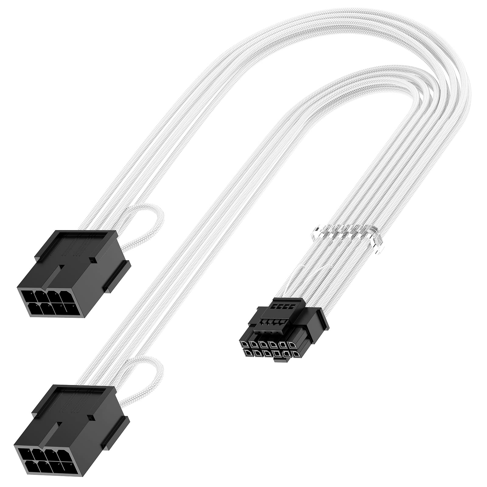 Bangfun 16Pin RTX 4070Ti GPU Power Adapter Cable, PCI-e 5.0 16Pin(12+4) to 2x8Pin Male to Female 12VHPWR Extension Cable Design for Geforce RTX 4070 Super 4070Ti 5070 5080-13 Inch White