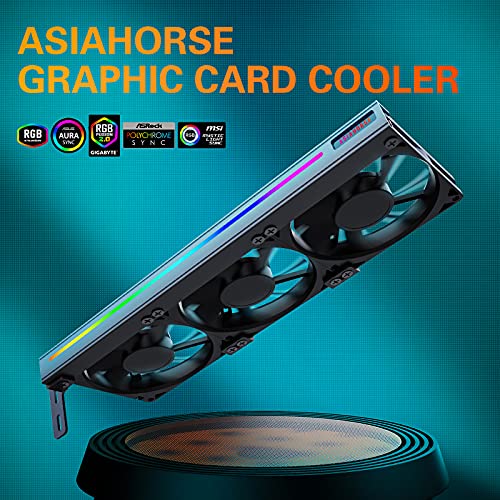 ASIAHORSE Graphic Card Cooler 3 x 92mm Fan with Led Frame,Support ASUS Aura SYNC/MSI Mystic Sync/ASROCK Aura RGB/GIGABYTE RGB Fusion (5V 3 Pin Addressable headers)
