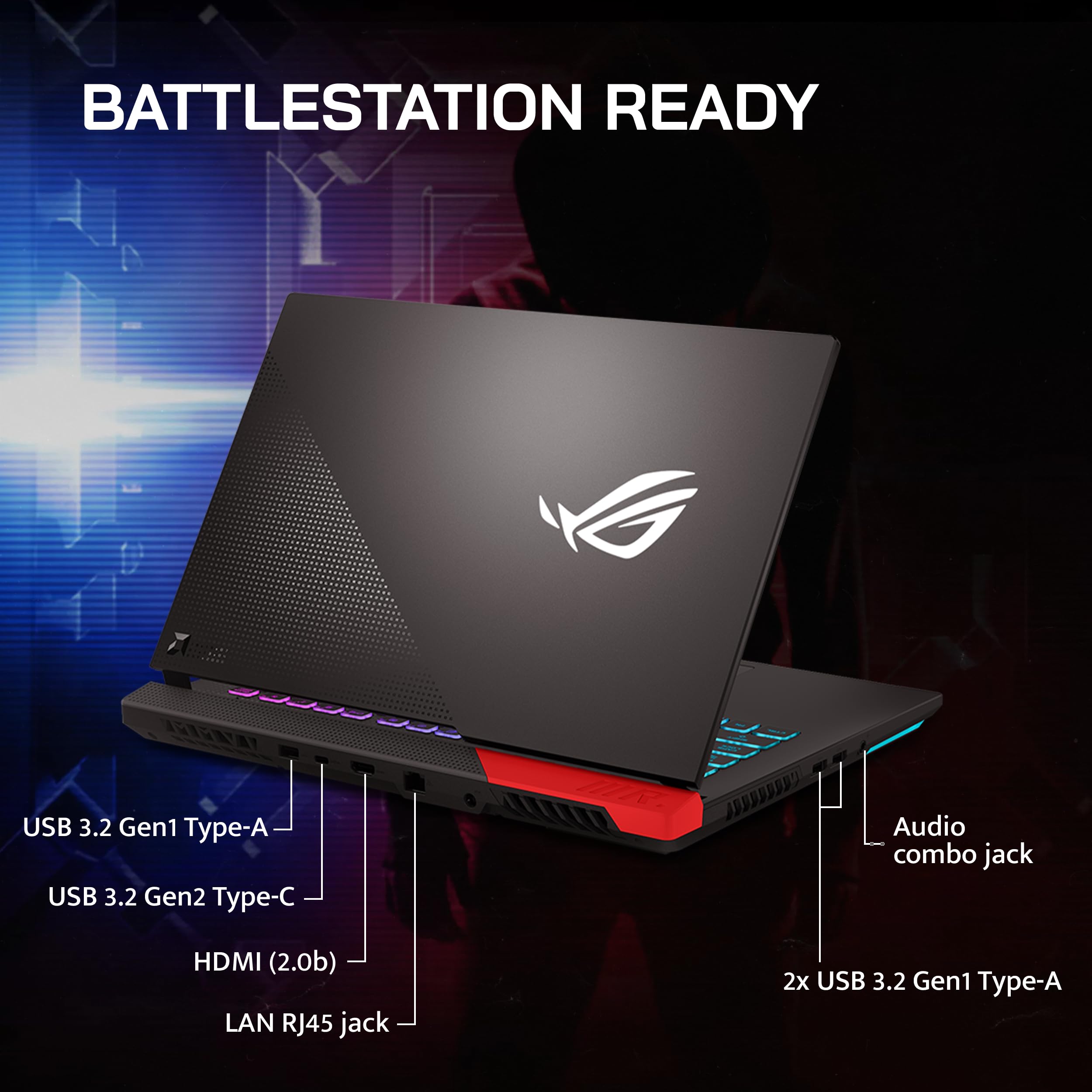 ASUS ROG Strix G15 Gaming Laptop, 15.6" QHD 165Hz Display, AMD Ryzen 9 5980HX, 64GB RAM, 4TB PCIe SSD, RGB Backlit Keyboard, Radeon RX 6800M, Win 10 Pro, Black, 128GB Hotface Extension Set