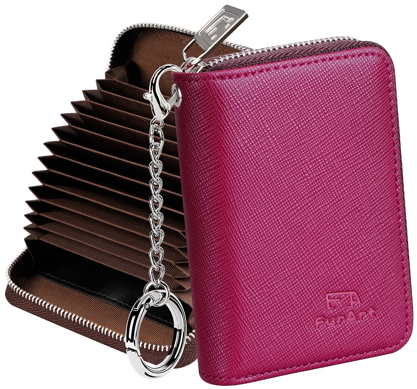 FurArt Credit Card Wallet, Zipper Card Cases Holder for Men Women, RFID Blocking, KeyChain Wallet, Compact Size