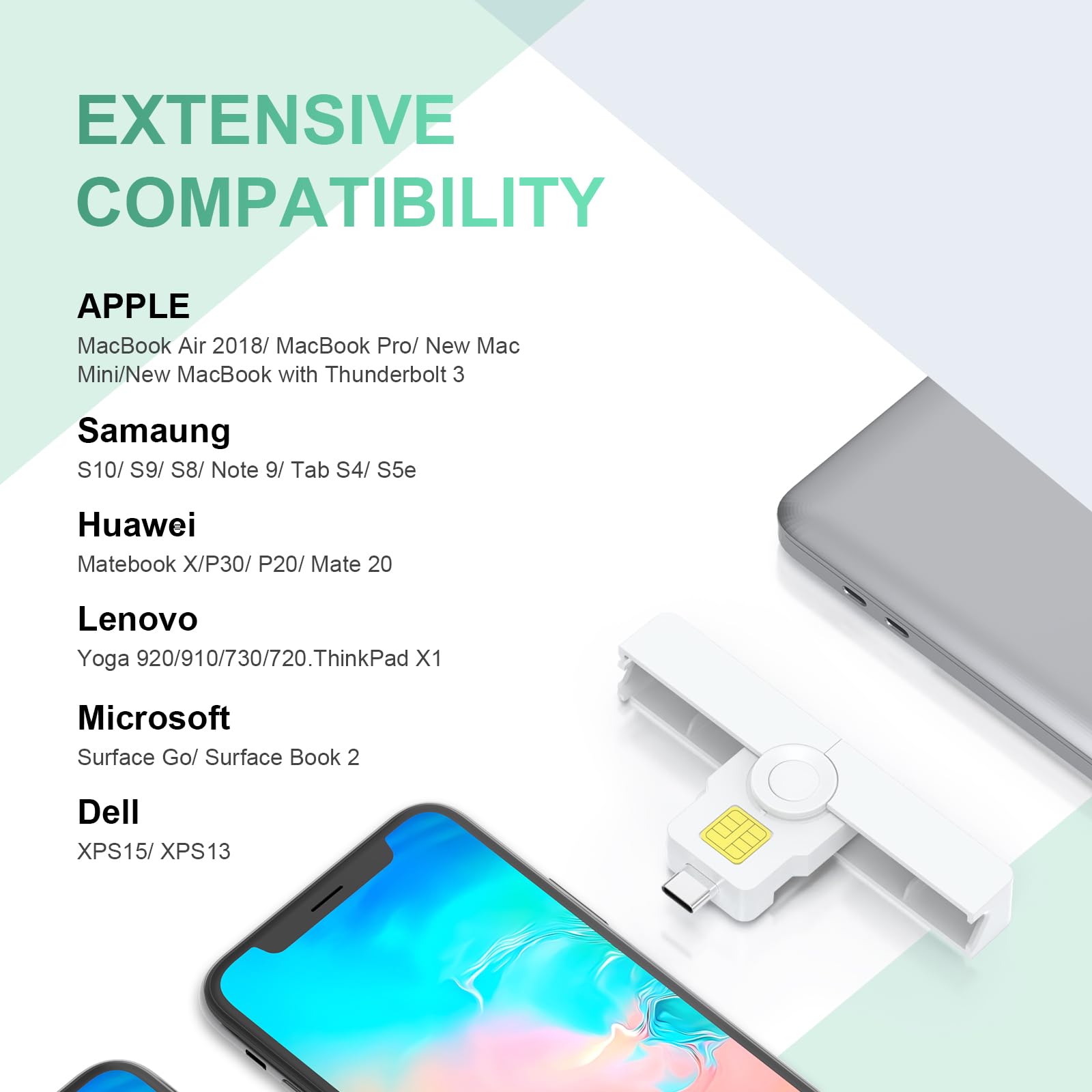 USB-C CAC Smart Card Reader,DOD Military Type-C Common Access Credit Card/ID/IC Bank/Health/Government ID/PIV CAC Chip Card with Windows, Mac OS for Android Phones, MacBook Pro-Mini & Fold