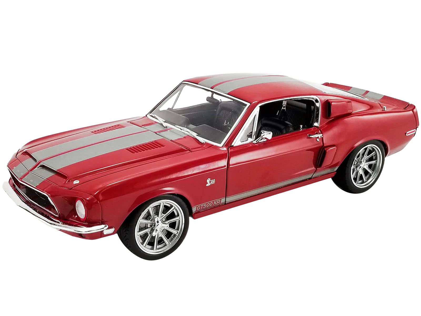 1968 Shelby GT500 KR Restomod Candy Apple Red w/Silver Met. Stripes New School Ltd Ed to 1254 Pieces 1/18 Diecast Model Car by Acme A1801850