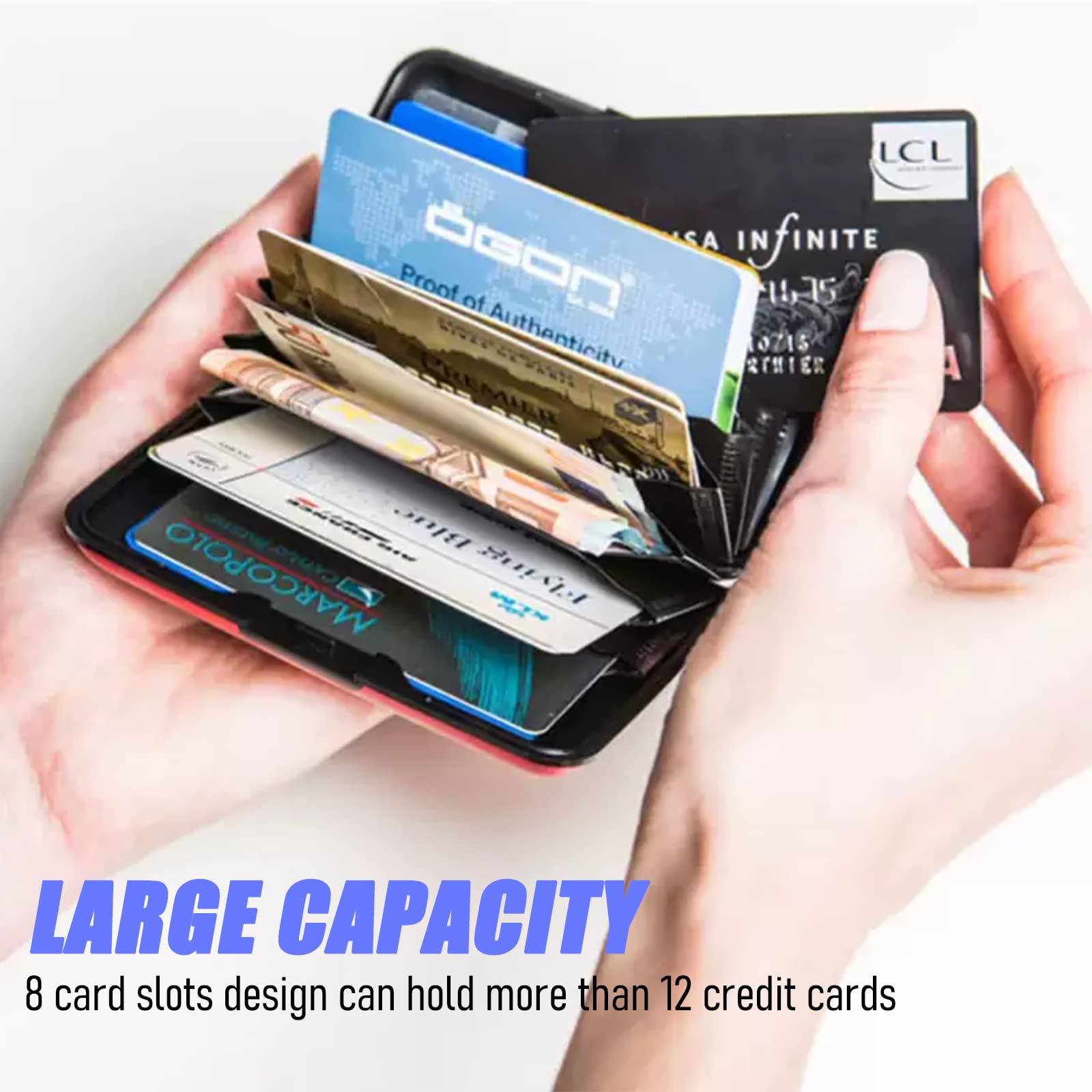 Maicican Mini RFID Blocking Aluminum Wallet, Slim Metal Hard Case Travel Credit Card Holder, Card Case for Both Men and Women, 4.3 x 2.9 inches,Blue Marbling