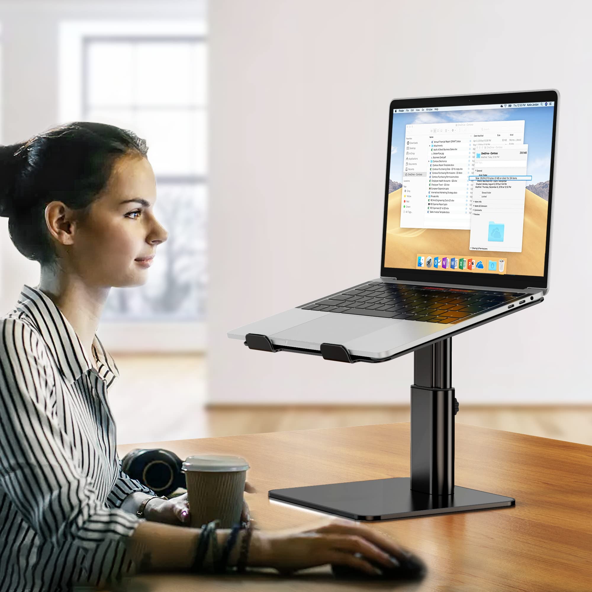 BESIGN LSX6N Laptop Stand, Ergonomic Adjustable Notebook Riser Holder, Computer Stand Compatible with Air, Pro, Dell, HP, Lenovo More 10-15.6" Laptops, Black