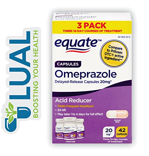 Omeprazole Delayed-Release Capsules, 20 mg. Includes Luall Fridge Magnet + Equate Omeprazole Delayed Release Tablets 20 mg (Capsules, 42)