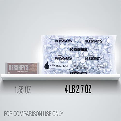 HERSHEY'S KISSES Silver Foils Milk Chocolate Candy, Individually Wrapped, Gluten Free, 66.7 oz Bulk Bag (Approximately 400 Pieces)