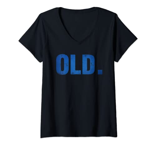 Womens Old Funny Navy Blend V-Neck T-Shirt