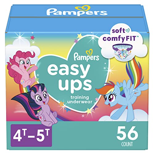 Pampers Easy Ups Training Underwear Girls, 4T-5T Size 6 Diapers, 56 Count (Packaging & Prints May Vary)