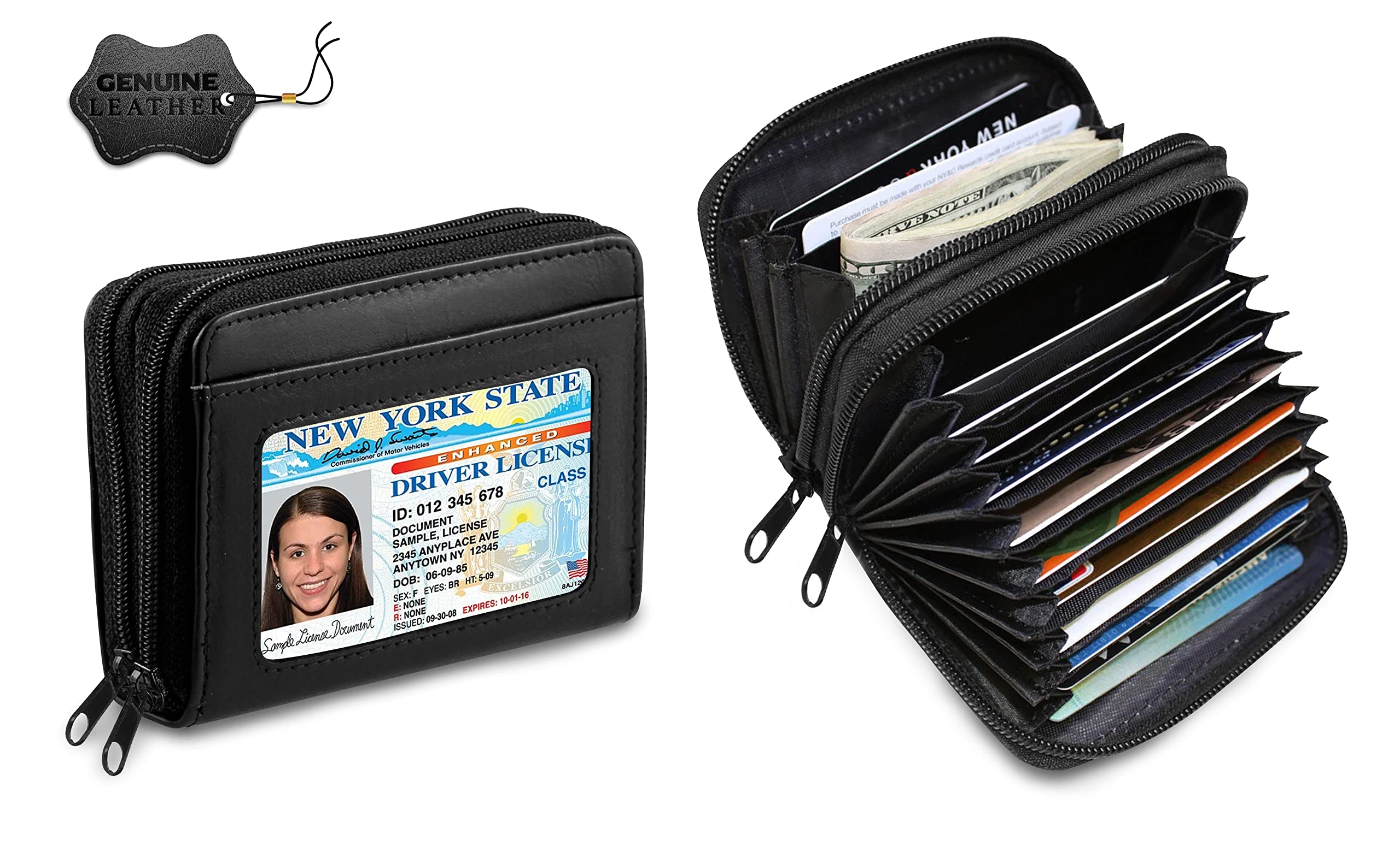 Ciana Credit Card Wallet with ID Window RFID Blocking Genuine Leather Credit Card Organizer for Women Soft, Smooth & Durable