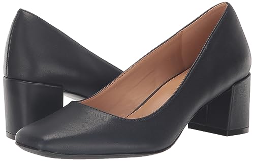 Naturalizer Womens Karina Low Block Heel Square Toe Pump French Navy Leather 8 M