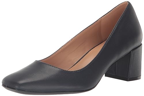 Naturalizer Womens Karina Low Block Heel Square Toe Pump French Navy Leather 8 M