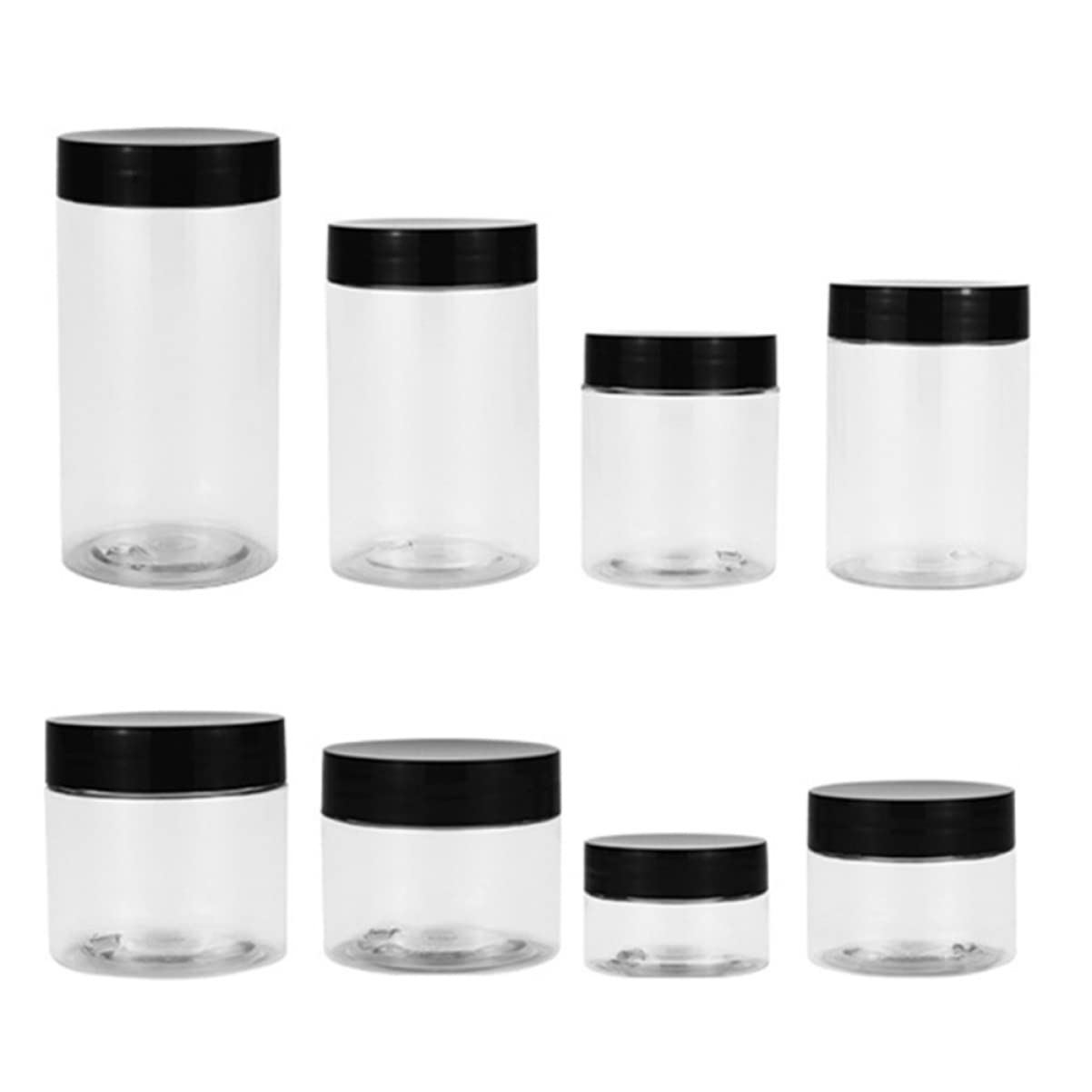 DITUDO 8pcs Assorted Juicing Clear Fruit Jars Ml+ Container Cereal Lip Sample Home Food Wild- Powder Balm Eye Canisters Storage Tea Cylinders Mouth Face Transparent Lids Cosmetics Shadow