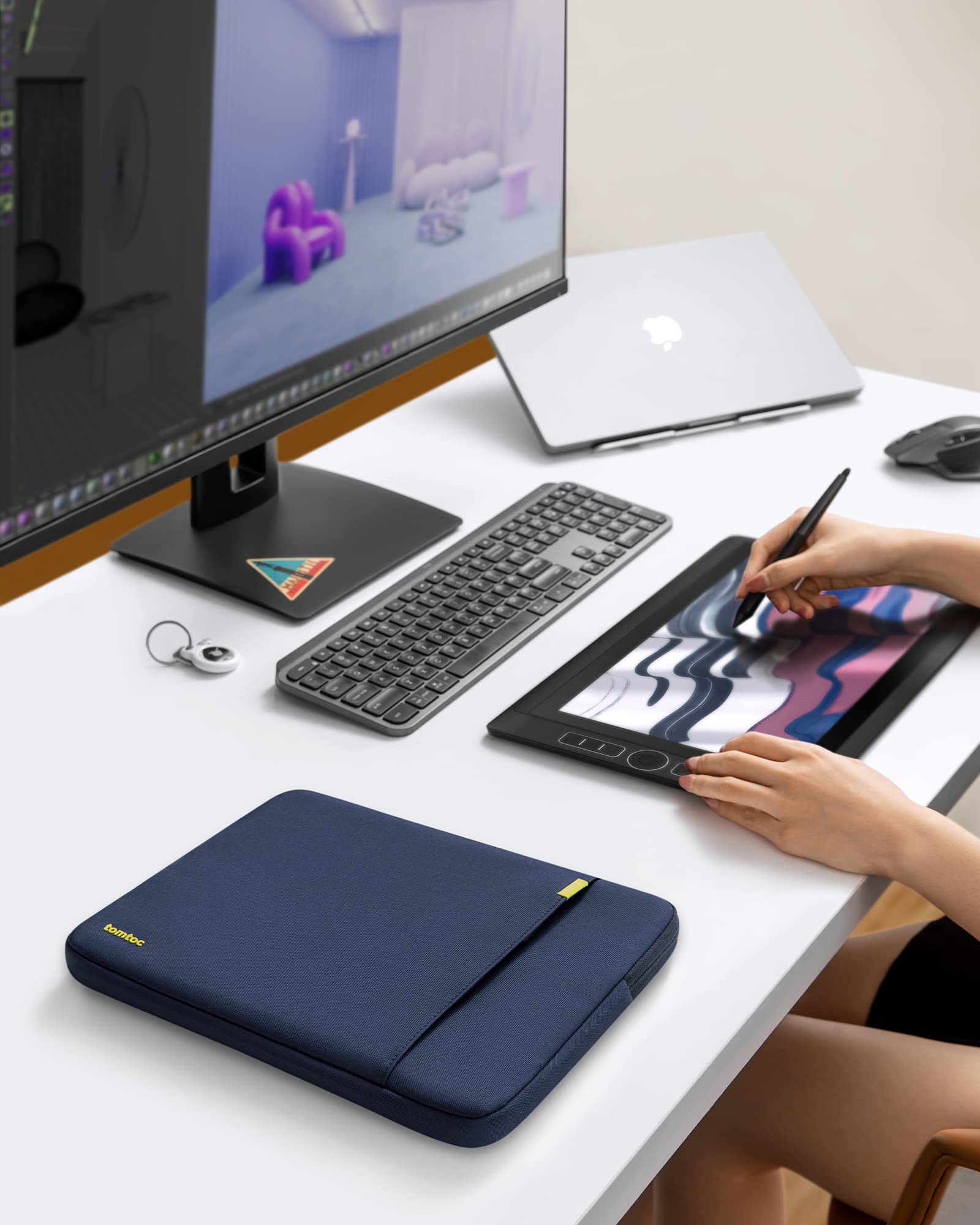 tomtoc 360 Protective Laptop Sleeve for 14-inch MacBook Pro M4/M3/M2/M1 Pro/Max A3112 A3401 A3185 A2992 A2918 A2779 2024-2021, Water-Resistant Case Bag with Accessory Pocket for 13.8 Surface Laptop 7