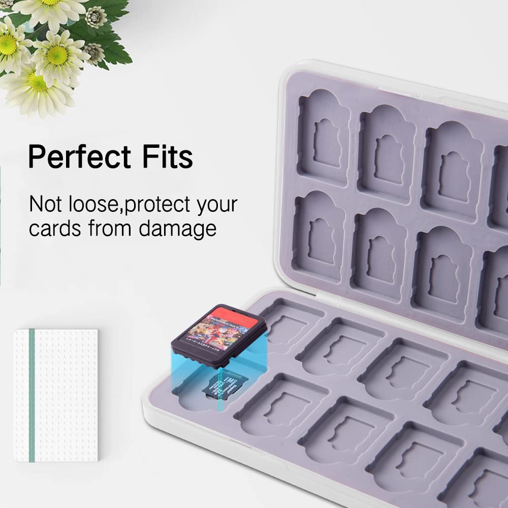 PERFECTSIGHT Cute Game Card Case for Nintendo Switch/Switch Lite/OLED, 24 Game Holder Cartridge Case for Game Cards and 24 SD Cards, Kawaii Portable Compact Storage Box (Poke)