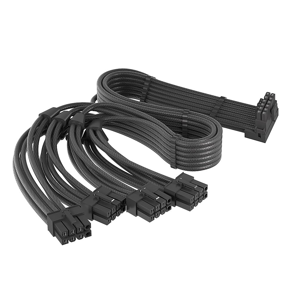 12VHPWR 90 Degree Right Angle Adapter for Corsair 12VHPWR 16AWG 600W PCIE 5.0 12+4 16 Pin for RTX 4090 4080 3090TI 4070Ti GPU, 4X 8 Pin ONLY for Corsair Modular Power Supply (Type A)