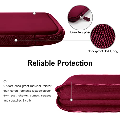 AULEEP 11-12 Inch Laptop Sleeves, Neoprene Notebook Computer Pocket Tablet Carrying Sleeve/Water-Resistant Compatible Laptop Sleeve for Acer/Asus/Dell/Lenovo/HP, Wine Red