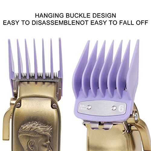 Clipper Guards Cutting Guides with Metal Clip Compatible with Wahl Clippers -Attachment #3171-500 1/8” to 1,Replacement Hair Guides Combs Set Fits for Most Full Size Hair Clippers/Trimmers (Colorful)