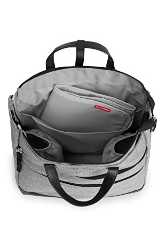 Skip Hop Diaper Bag Backpack: Trio Convertible 3 Wearable Styles with Changing Pad & Stroller Attachment, Grey Heather