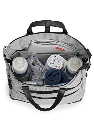 Skip Hop Diaper Bag Backpack: Trio Convertible 3 Wearable Styles with Changing Pad & Stroller Attachment, Grey Heather