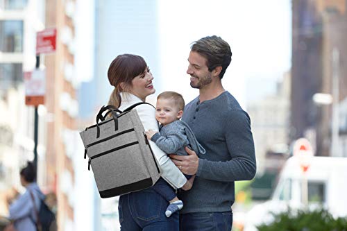 Skip Hop Diaper Bag Backpack: Trio Convertible 3 Wearable Styles with Changing Pad & Stroller Attachment, Grey Heather