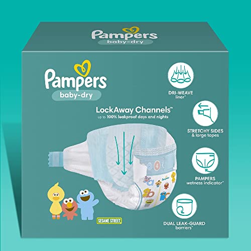 Pampers Baby Dry Diapers Size 0/Newborn 104 Count (Pack of 2)