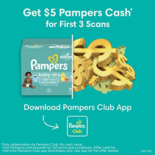 Pampers Baby Dry Diapers Size 0/Newborn 104 Count (Pack of 2)