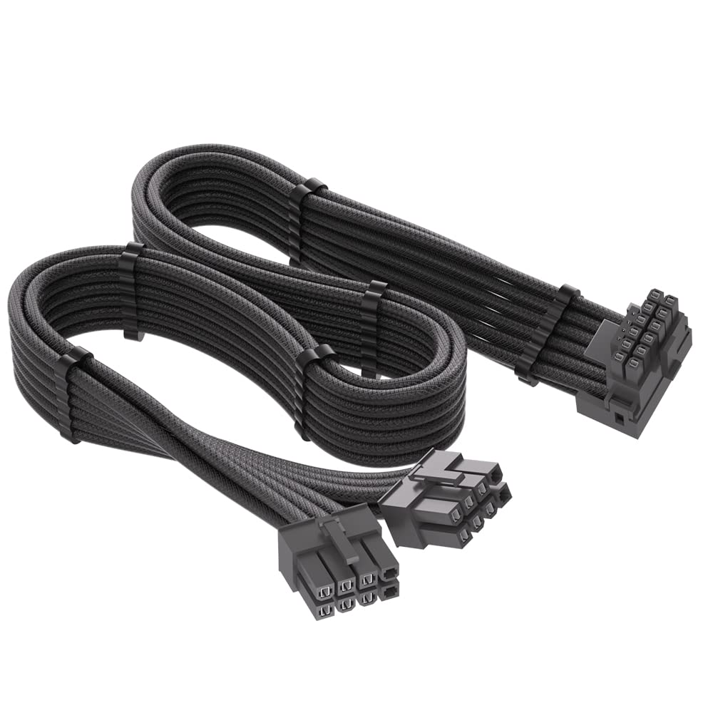 12VHPWR 90 Degree Adapter for Corsair: PCIE 5.0 16AWG 600W 12VHPWR Adapter Dual 8 Pin PCIe to 16 Pin 12+4 Pin for RTX 4090 4080 3090TI 4070Ti Graphics Card GPU, ONLY for Corsair Power Supply (Type A)