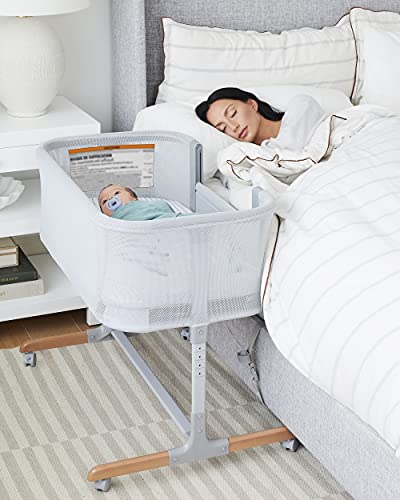 Skip Hop Baby Bassinet, Cozy Up 2-in-1 Bedside Sleeper & Bassinet, Grey