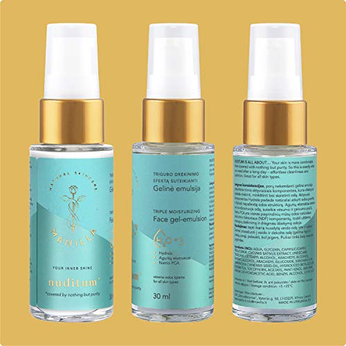 Manilla Triple Facial Moisturizing Lotion with Hydreïs, Cucumber Extract and PCA Sodium for All Skin Types, 1 Fl Oz I Emulsion Moisturizer, Face Hydrating Moisturizer, Suitable for Vegans